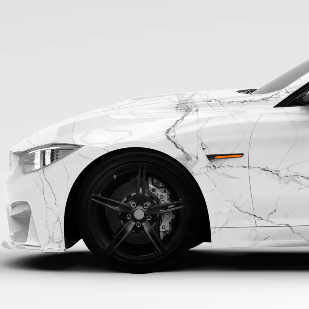 AP Wraps: Classic White Marble Vehicle Wrap Design